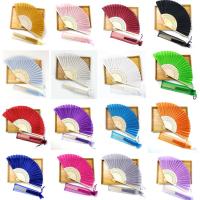 China Personal Silk Folding Hand Fans  with Custom Bone for Festivals and Weddings Decoration for sale