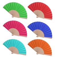 China Personalized Handmade Wood and Fabric Hand Folding Fans for Different Colors for sale
