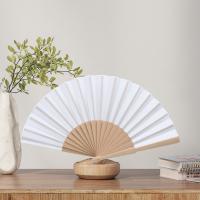 China Personalized Handmade Wood and Fabric Hand Folding Fans for Different Colors for sale