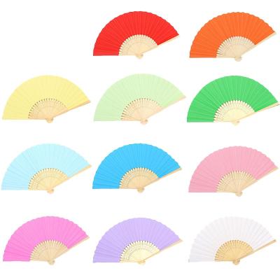 China Customizable Color  Bamboo Foldable Handheld Fans for Wedding Party &Business Gift for sale