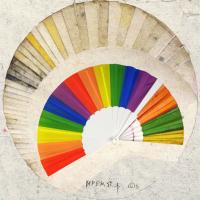 China Custom 23cm Spanish Bamboo Folding Fan for Wedding Party Painted Music Style with Custom Colors and Patterns for sale