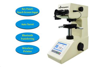 China Digital Micro Vickers Durometer with 10X Eyepiece Motorized Turret and Large LCD for sale