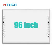 China 96 Inch Smart Interactive Whiteboard with 10 Point Touch and Tempered Glass Surface for Education and Conference for sale