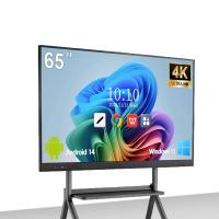 China 65 Inch 4K Resolution Interactive Touch Screen Whiteboard with 20 Points Touch for Collaborative Presentations for sale