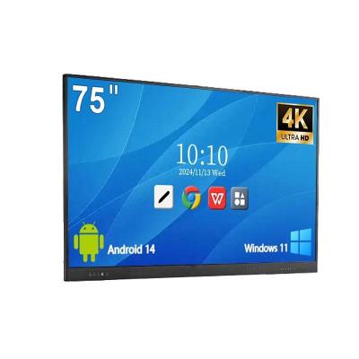 China 75 Inch Interactive Whiteboard with 20-40 Point Touch and Windows + Android 14.0 for Digital Classrooms for sale