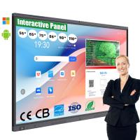 China 65 Inch 4K UHD Interactive Flat Panel IFPD 16+256G Android Windows Touchscreen Smart Whiteboard AI Person Tracking Camera Multi-Touch Electronic Board Display Aluminum Frame for sale