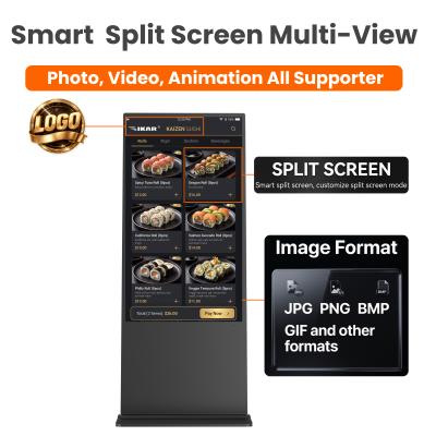 China Floor Standing Digital Signage with 16.7M Colour Brightness IP65 Protection and 50,000 Hours Life Time for sale