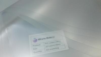 China Water Based PVC Coated Overlay MCO-W Film 0.04-0.10mm Thickness with 200+ Hours Aging Life and 6.0 N/cm Peel Strength for sale