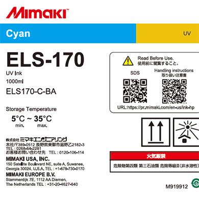 China Mimaki ELS-170 UV Curable Ink 1L Bottle GREENGUARD Gold Certified for UJ330H-160 UJV300DTF-75 for sale