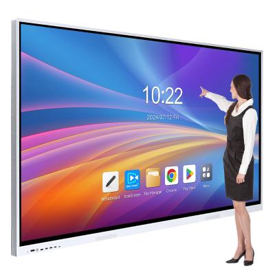 China Whale Screens Android Based Virtual Smart Board 110 Inch Smart Interactive Lcd Display Whiteboard Flat Panel With Mobile Stand for sale