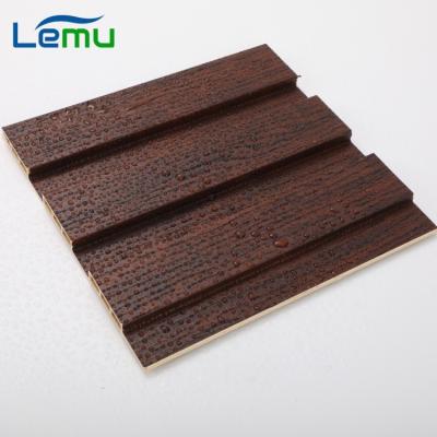 China WPC Laminated Fluted Flat Wall Solid Panel for Indoor Interior Decoration Fence in Gym for sale