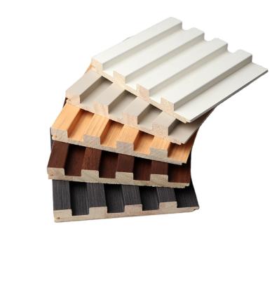 China 3D Insulated Slat Wood WPC Wall Panel Brushed Surface for Indoor Interior Decoration for sale