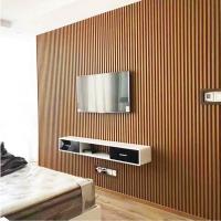 China Indoor Fluted Wall Panel with Slat Interiored Nano PVC Wood Effect Mall Damask Pattern for sale