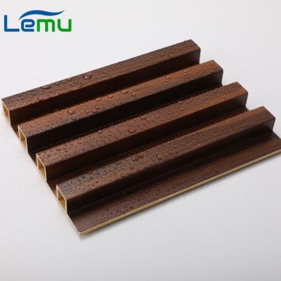 China Slat Interiored Nano PVC Wood Effect Indoor Fluted Wall Panel for Interior Decoration for sale