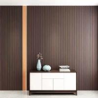 China Protective 3D Insulated Slat Wood Indoor Interior PVC Decorate WPC Wall Panel for Gym for sale