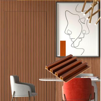 China Home or Mall Fluted Indoor 3D Slat WPC Wall with Nano Effect Wood Grain Decoration for sale