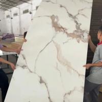China Glossy Marble Finish Bamboo Charcoal Board Veneer Wall Panel Modern Style for sale