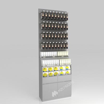 China GDR01-BZ-04 Retail Display Column with Grey Melamine and 40 Adjustable Hooks for Cosmetics Retail for sale