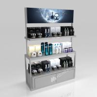 China GDR03-CB-07 Double Sided Transparent Low Cabinet With 80mm Soft Film Light Box And LED Strip Lights For Fashion Boutiques for sale