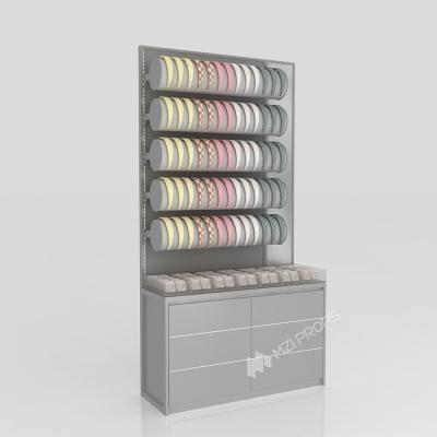 China GDR08-SP02 Cosmetic Display Shelf with Gray Velvet Headband Cylinders and Efficient Storage for Cosmetics Retail Stores for sale