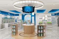 China 01-XDKJS001, Modern Tech Style Pharmacy Shop in Huizhou featuring 34 Main Fixtures within 86 Sqm and Approx. $9,393 Budget for sale