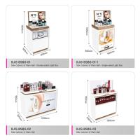 China Skincare Display Stand Platinum Wooden Central Hall Cabinet With Light Box For Space-Saving Store Design And Multi-Functional Store Furniture for sale