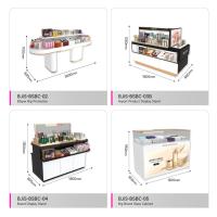 China Skincare Display Stand Platinum Wooden Central Hall Cabinet With Light Box For Space-Saving Store Design And Multi-Functional Store Furniture for sale