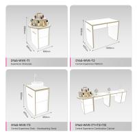 China Makeup Display Shelf  White Wooden Sample With Embedded Light Strip At The End For Trendy Store Counter And Space-Saving Display Stand for sale