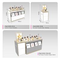 China Cosmetic Store Cabinet White Wooden Skincare Cabinet With Light Box Cosmetic Display Counter For Space-Saving Shop Fitting And Branded Display Rack for sale