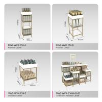 China Makeup Retail Store Table White Wooden Sample Island In The Middle For Branding Display Furniture And Fashion-Forward Shop Table for sale