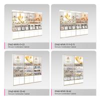 China Makeup Store Cabinet White Wooden Skincare Cabinet With Light Box For Visual Merchandising Store Display And Cost-Effective Store Shelf for sale