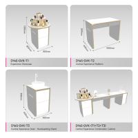 China Customized Cosmetic Display Stand  Gray Wooden&Iron Skincare Store Rack for Makeup Shop Fitting for sale