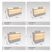 China Gray Wooden Check-out Counter with Soft Light Strip for Cosmetic Shop Design and Retail Shop Decoration for sale