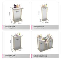 China Customized Cosmetic Display Stand  Gray Wooden&Iron Skincare Store Rack for Makeup Shop Fitting for sale