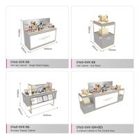 China Customized Cosmetic Display Stand  Gray Wooden&Iron Skincare Store Rack for Makeup Shop Fitting for sale