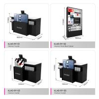 China Retail Store Design Black Experience Desk with Mirror Beauty Shop Display Rack for Skincare Store Decoration for sale