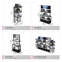 China Customized Perfume Display Cabinet Black Wooden Makeup Display Furniture with Lightbox for Cosmetic Store Interior Design for sale