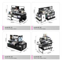 China Customized Perfume Display Cabinet Black Wooden Makeup Display Furniture with Lightbox for Cosmetic Store Interior Design for sale