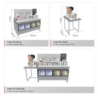 China Skincare Display Cabinet Gray Wooden Beauty Store Display Rack With Adjustable Layer Board For Cosmetic Store Design for sale