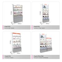 China Skincare Display Cabinet Gray Wooden Beauty Store Display Rack With Adjustable Layer Board For Cosmetic Store Design for sale
