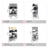 China Gray Wooden Display Cabinet Multilayer Store Rack With Light-box For Skincare Store Design for sale
