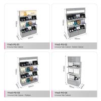 China Gray Wooden Display Cabinet Multilayer Store Rack With Light-box For Skincare Store Design for sale
