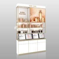China Beauty Store Rack  White Wooden Skincare Cabinet With Light Box For Multi-Functional Store Furniture And  Luxury Display Cabinet for sale