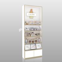 China Makeup Display Cabinet White Wooden Skincare Cabinet With Light Box Cosmetic Display Counter For Premium Shop Display And Fashion-Forward Display Rack for sale