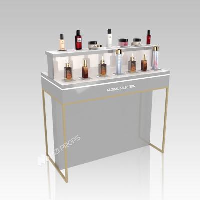 China Skincare Store Design Beauty Store Display Table with Central Hall Side Cabinet - Double sided Display for Cosmetic Store Decoration for sale