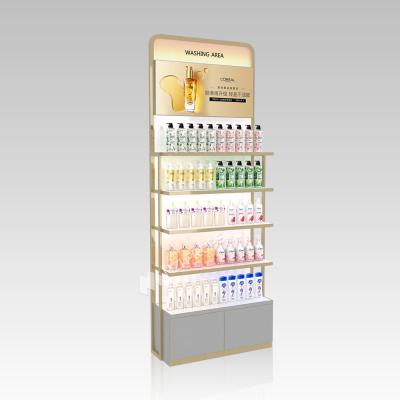 China Beauty Shop Display Furniture Adjustable Washing and Care Back Cabinet with LED Lightbox  for Retail Store Display Decoration for sale