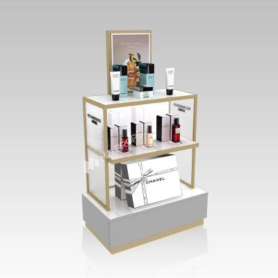 China Cosmetic Store Fixtures Premium Promotion Stand with Lightbox  for Skincare Shop Display and Makeup Store Design for sale