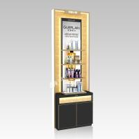 China Beauty Shop Black & Gold Display Furniture Elegant Modern Minimalist Side Cabinet - Double-Sided Display for Central Hall in Cosmetic Store Interior Design for sale