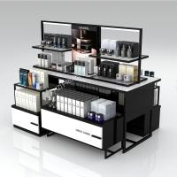 China Black and White Painted Wooden Cabinet Beauty Store Display Stand with Light Strips for Cosmetic Store Display Furniture for sale