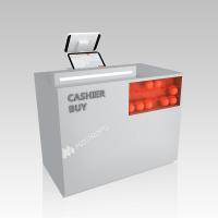 China Retail Store Gray Wooden Cashier Desk Skincare Shop Checkout Counter With Lightbox For Cosmetic Shop Design for sale